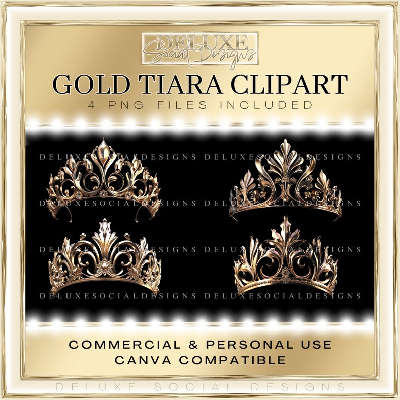 Gold Tiara Clipart, Social Media Content Design, Commercial Use, PNG ...