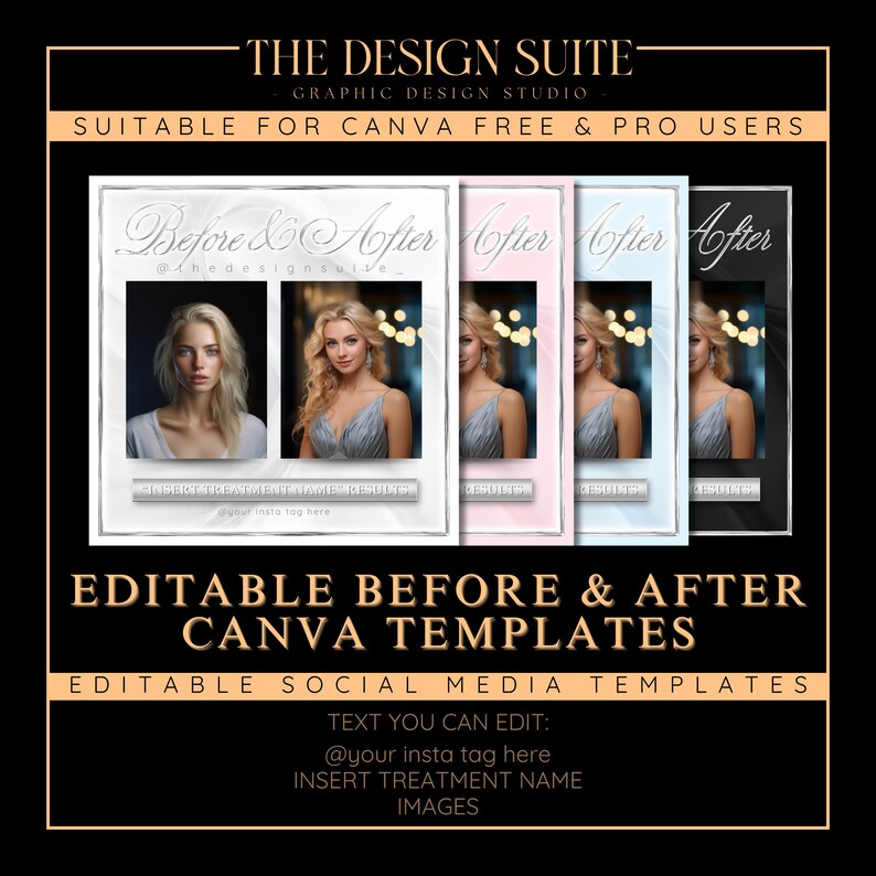 Silver Before and After Post, Beauty Salon Canva Templates, Social ...