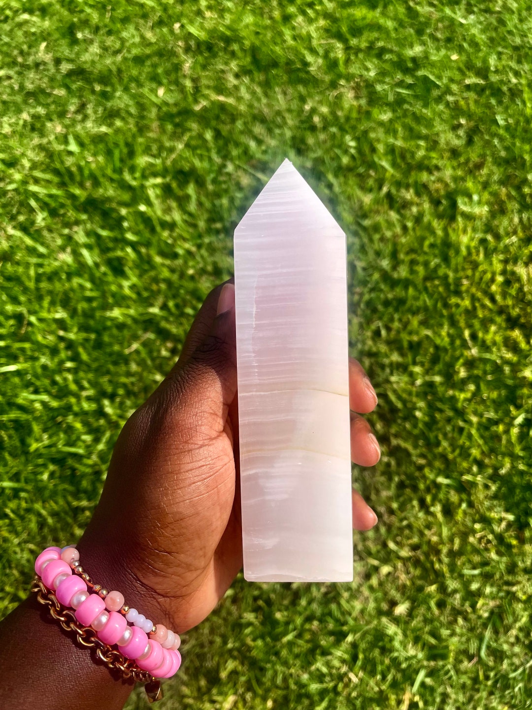 Imperfect Large UV Reactive Pink Calcite Tower: Glow-intensifying ...