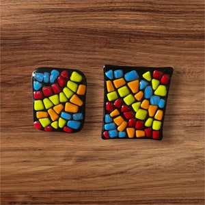 Fused Glass Magnets | Glass Mosaic | Colorful Geometric | Handmade in ...