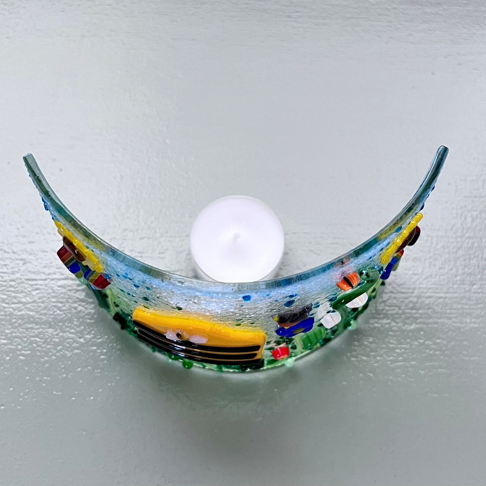 Garden Gnome Fused Glass Tea Light Summer Flower Garden Suncatcher ...