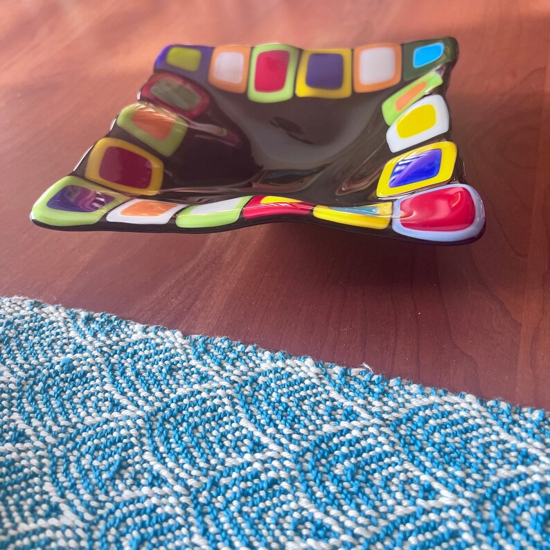 Colorful Glass Dish Centerpiece Gift Fused Art Glass Decorative Home ...