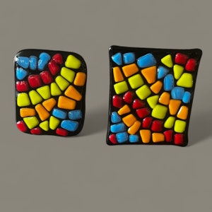 Fused Glass Magnets | Glass Mosaic | Colorful Geometric | Handmade in ...