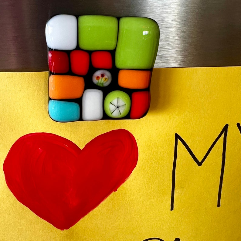 Fused Glass Magnets: Patchwork Geometric Design, Handmade in USA - Etsy