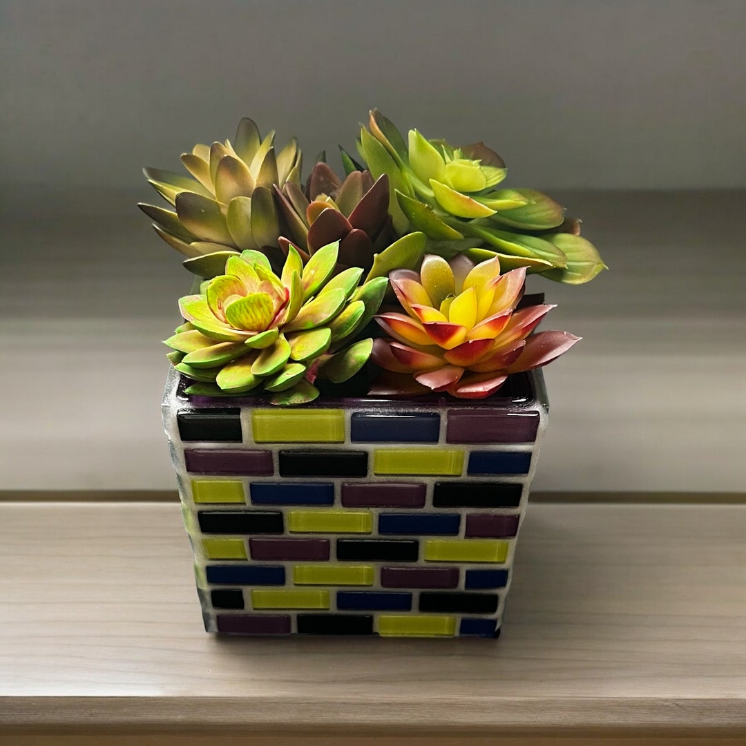 NEW! Mosaic Succulent Pot | Includes Plants | Houseplant | Gift for Her ...