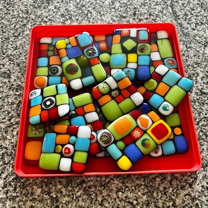 Fused Glass Magnets | Glass Mosaic | Colorful Geometric | Handmade in ...