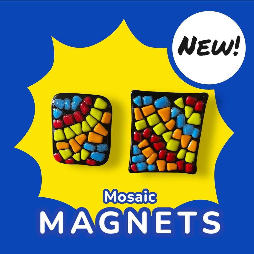 Fused Glass Magnets | Glass Mosaic | Colorful Geometric | Handmade in ...
