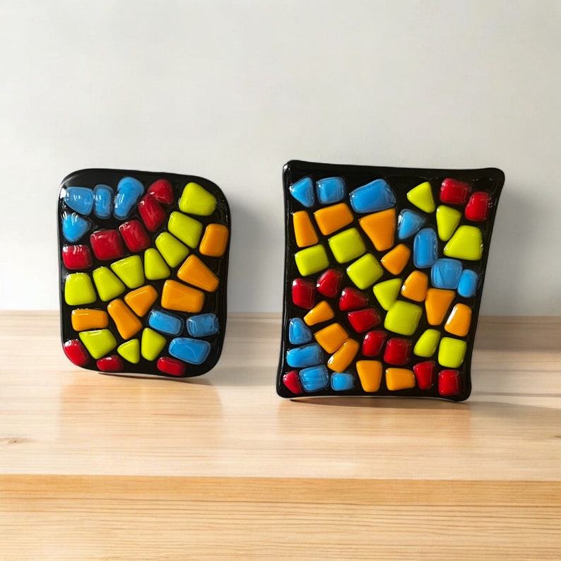 Fused Glass Magnets | Glass Mosaic | Colorful Geometric | Handmade in ...