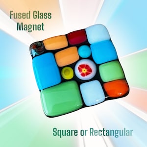 Fused Glass Magnets | Glass Mosaic | Colorful Geometric | Handmade in ...