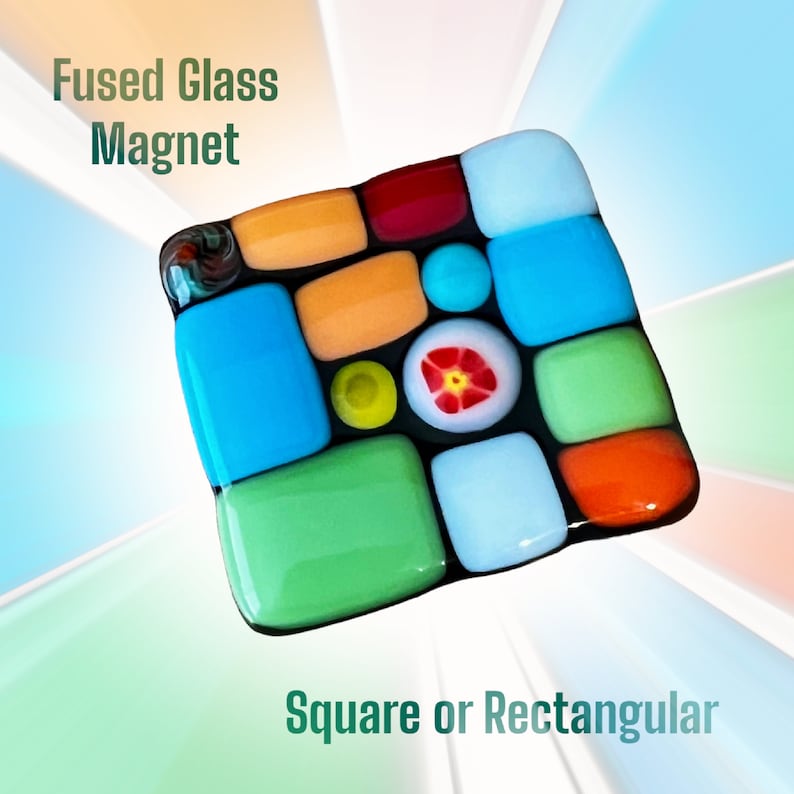 Fused Glass Magnets: Patchwork Geometric Design, Handmade in USA - Etsy