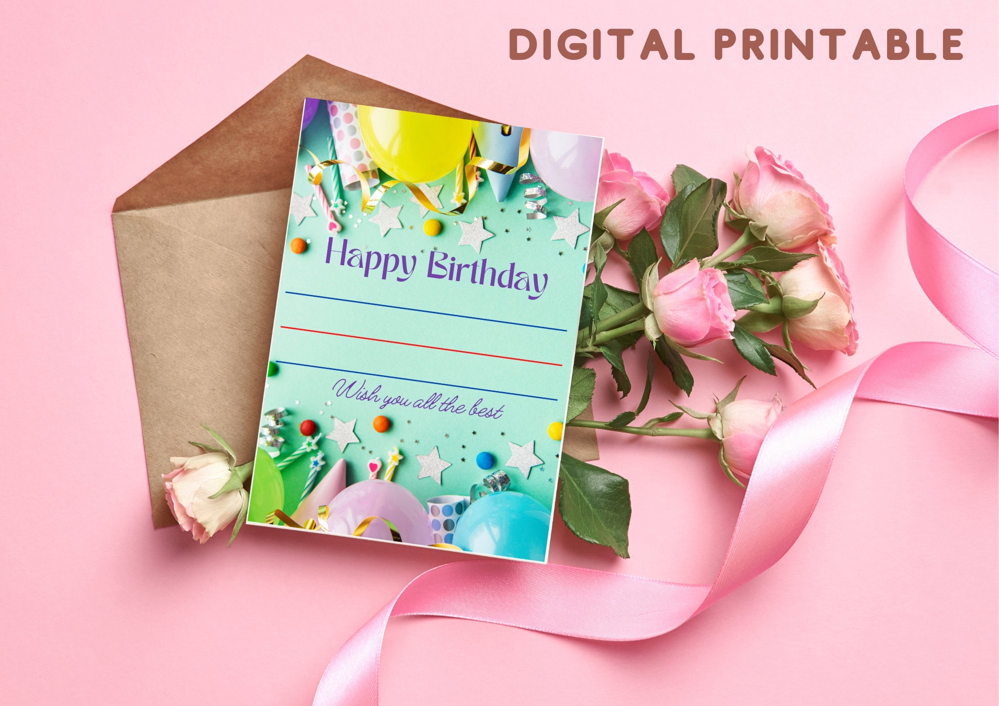 Printable Birthday Card Package Writing Box Card Instant Download 7x5 ...