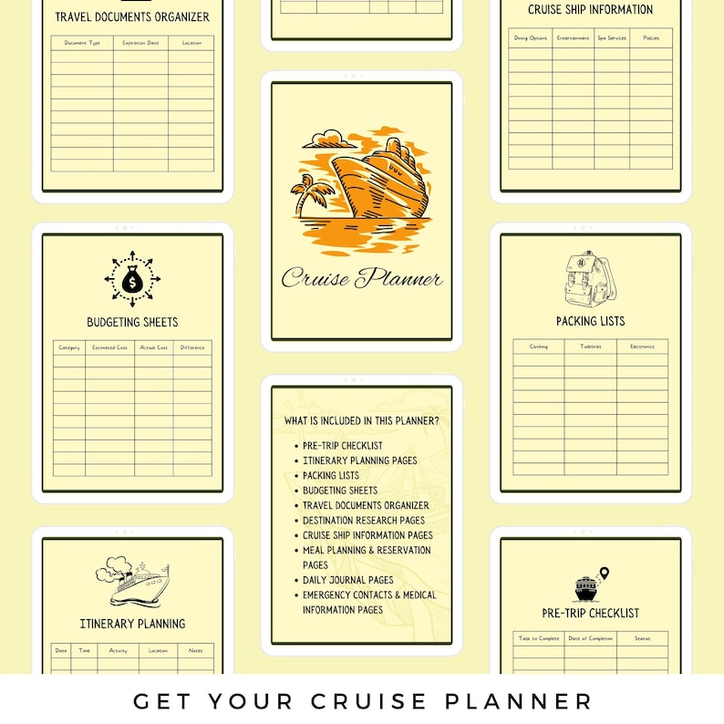 Cruise Printable Planner: Itinerary, Packing, Budget, Documents, Meal ...