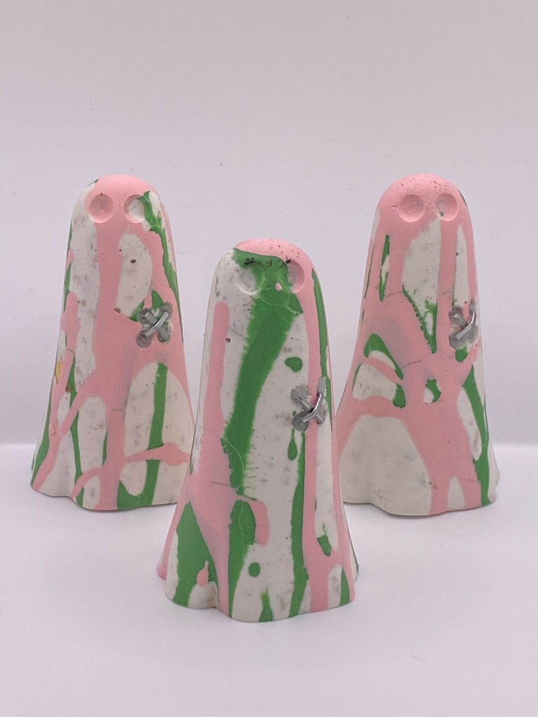 Old Goole Ghouls - Pink, Green & White Splatter / Drip Ghost Figure ...