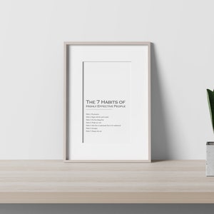 7 Habits of Highly Effective People Book Quote Digital Printable ...