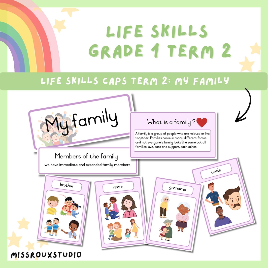 Pastel Classroom Life Skills Grade 1 Term 2 | CAPS My Family Pack (PDF ...