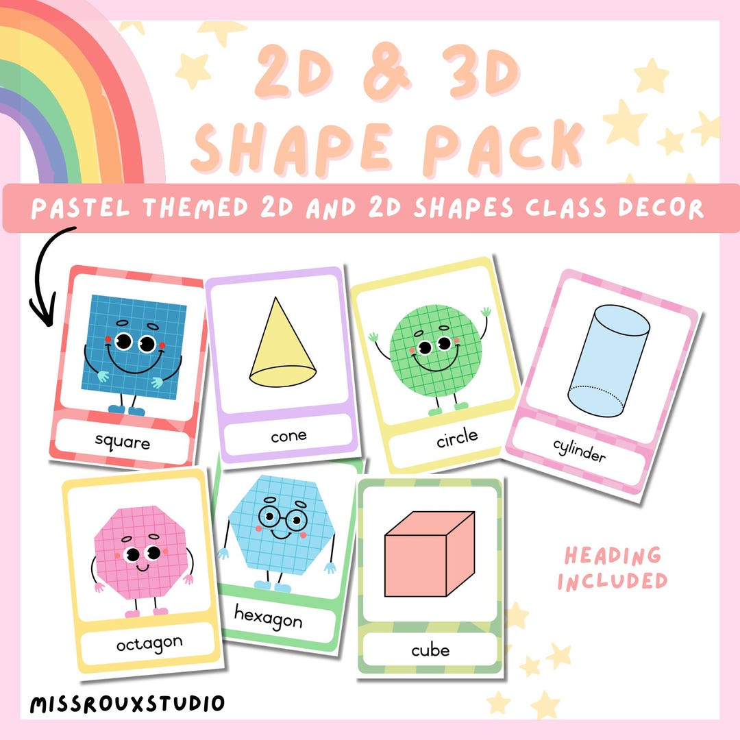 Pastel Classroom 2D and 3D Shape Posters | Printable Maths Classroom ...