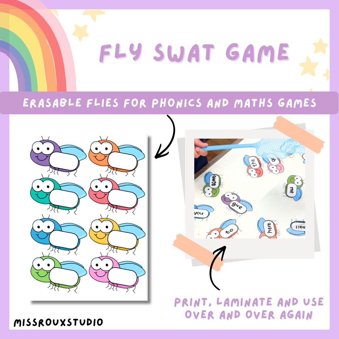 Fly Swat Game | Erasable Flies for Phonics and Maths Games (PDF ...