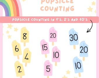 Pastel Classroom Skip Counting Posters | Popsicle Counting in 1s 2s and ...