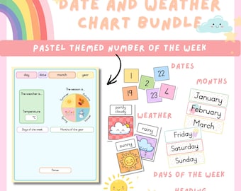 Pastel Classroom Date and Weather Chart Bundle | Printable Calendar ...