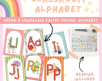Pastel Classroom Alphabet Posters | Uppercase Lowercase ABC Learning ...