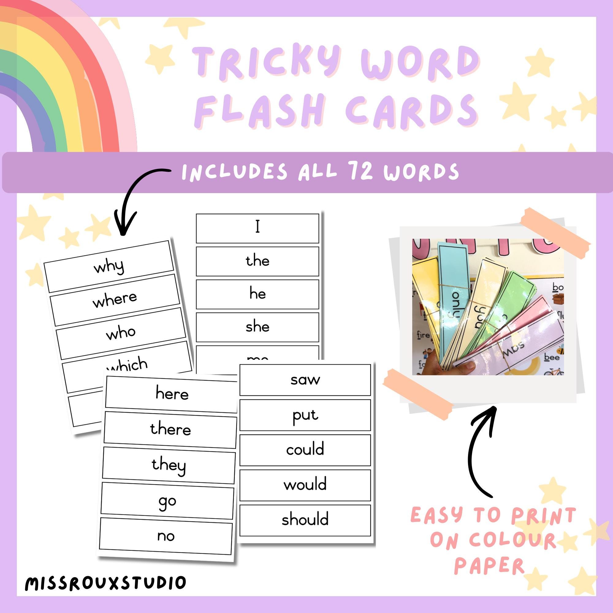 Phonics Tricky Words Flashcards | 72 Sight Words Grade 1 (PDF Download ...