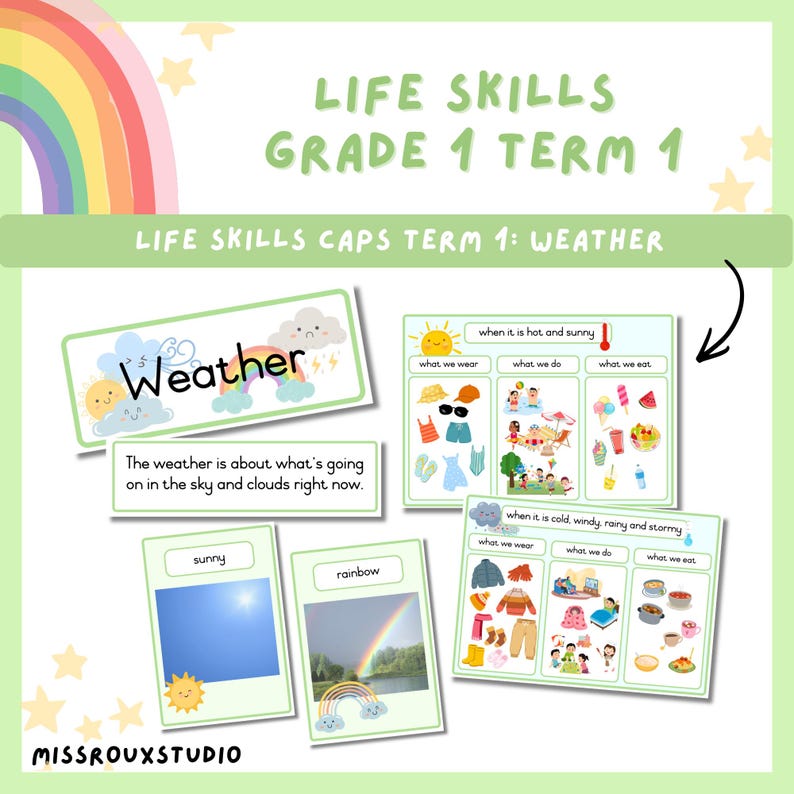 Pastel Classroom Life Skills Grade 1 Term 1 | CAPS Weather Pack (PDF ...
