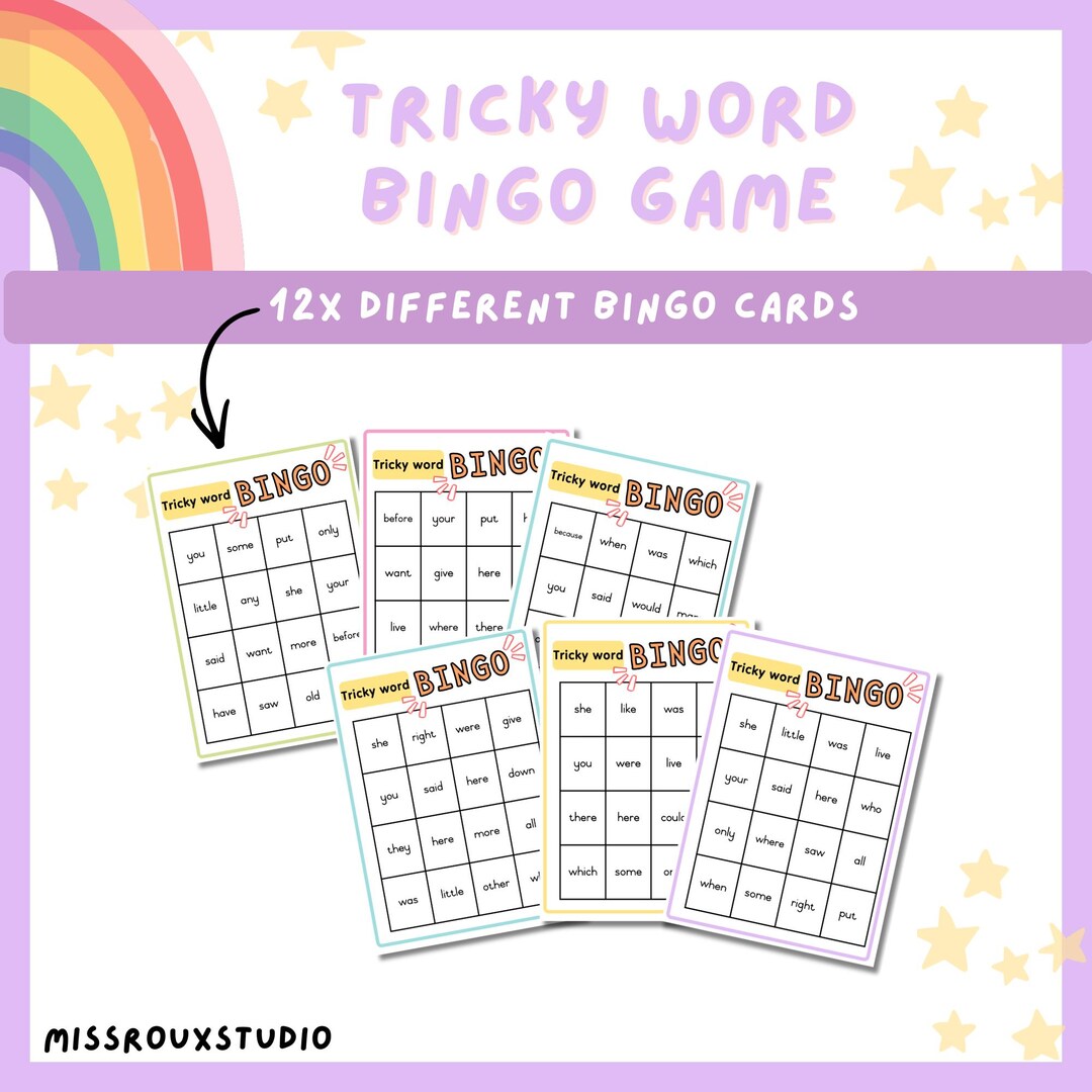 Tricky Word Bingo Game | Sight Words Phonics Bingo (PDF Download) - Etsy