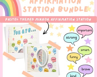 Pastel Classroom Affirmation Station Bundle | Mirror Positive ...