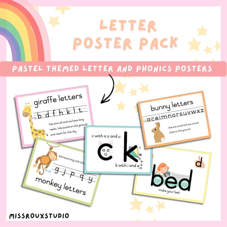 Pastel Classroom Letter Posters | Printable Letter Pack (PDF Download ...