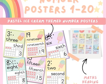 Pastel Classroom Number Posters 1 to 20 | Printable Maths Learning ...