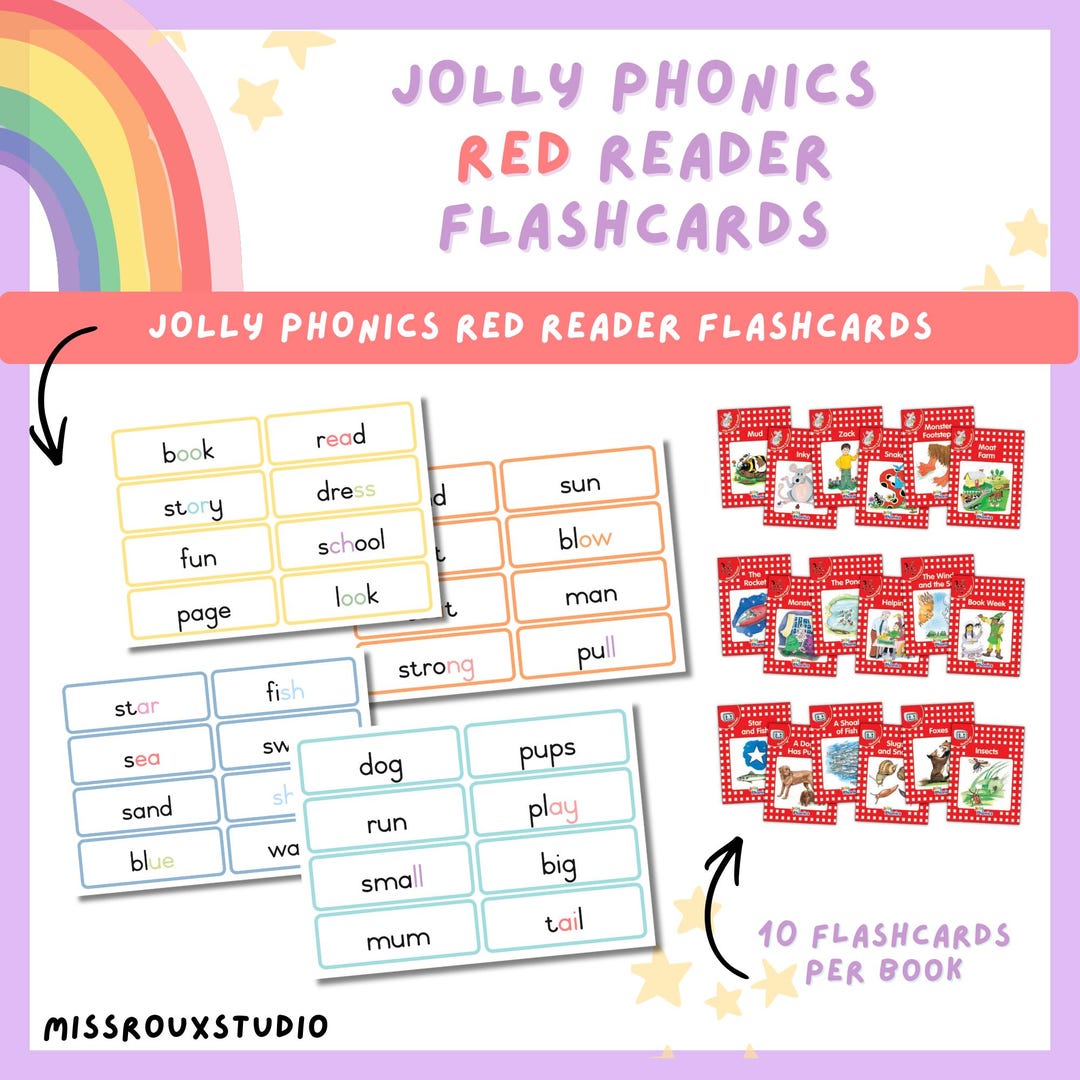 Pastel Jolly Phonics Red Reader Flashcards | Early Reading & Word Cards ...