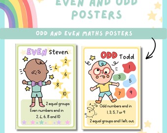 Pastel Classroom Even and Odd Posters | Printable Maths Learning Decor ...
