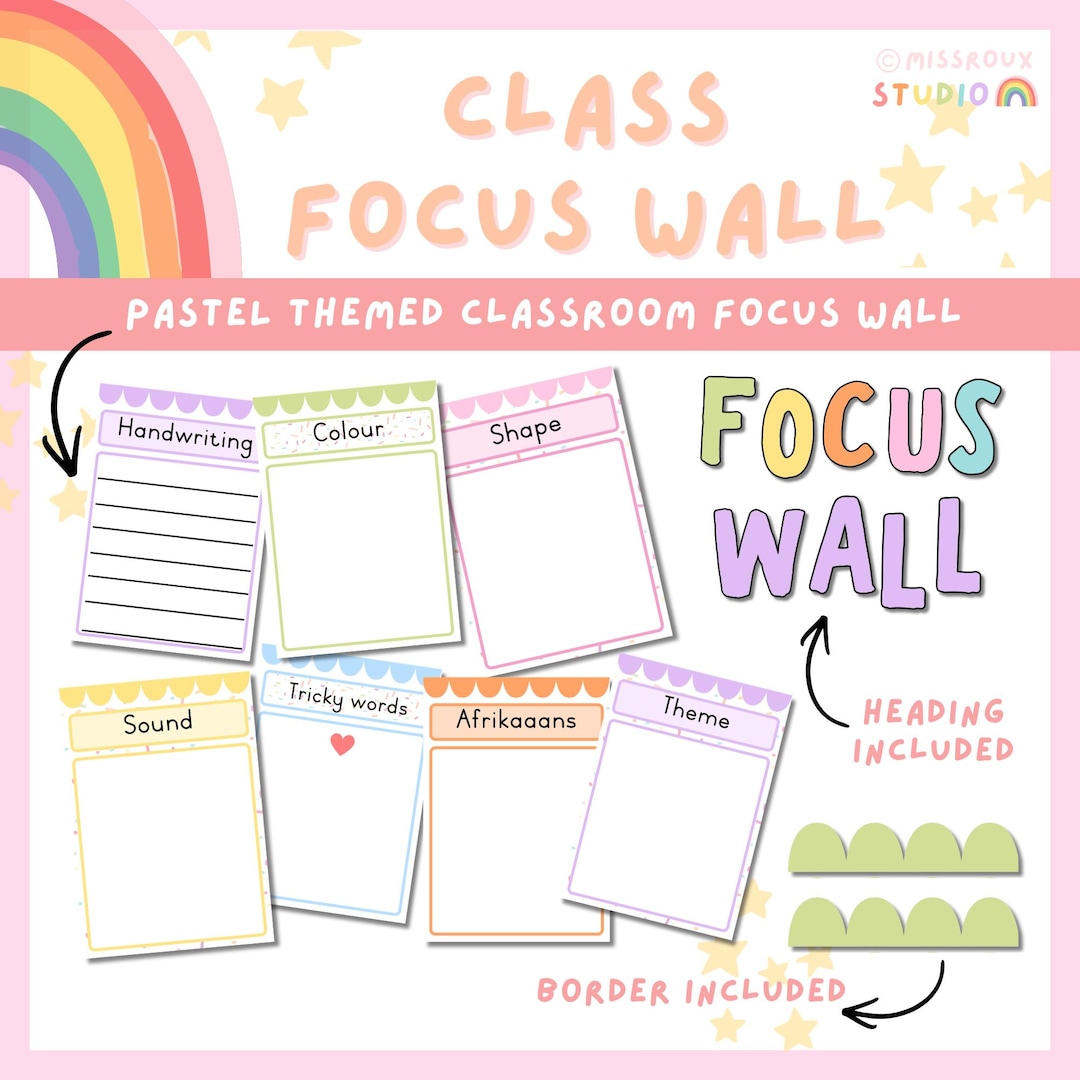 Class Focus Wall | Printable PDF | Pastel Classroom Focus Wall | Daily ...