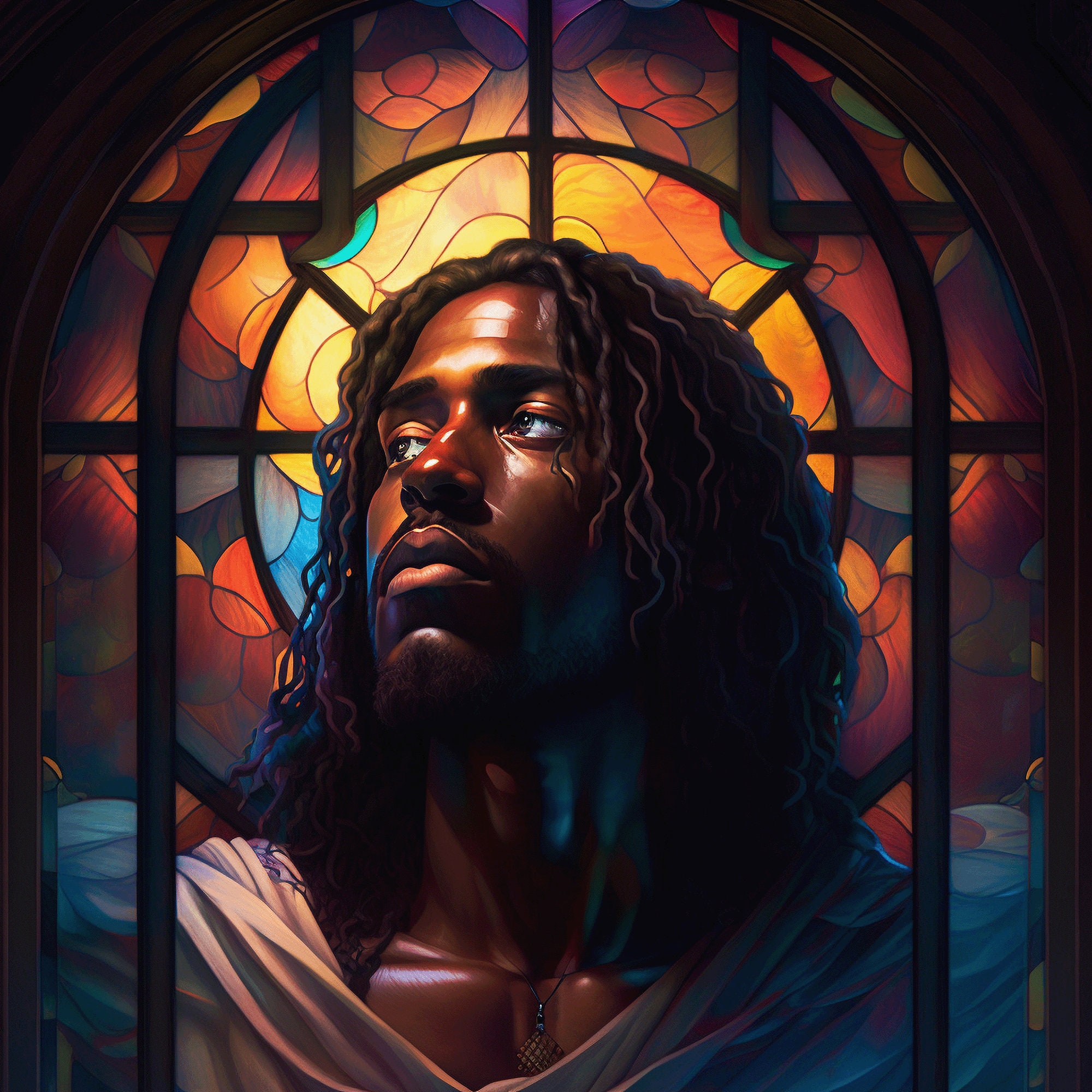 Stain Glass Series: Black Jesus - Etsy