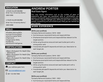 Real Estate Agent CV Template Modern Template in Word Realtor Resume ...