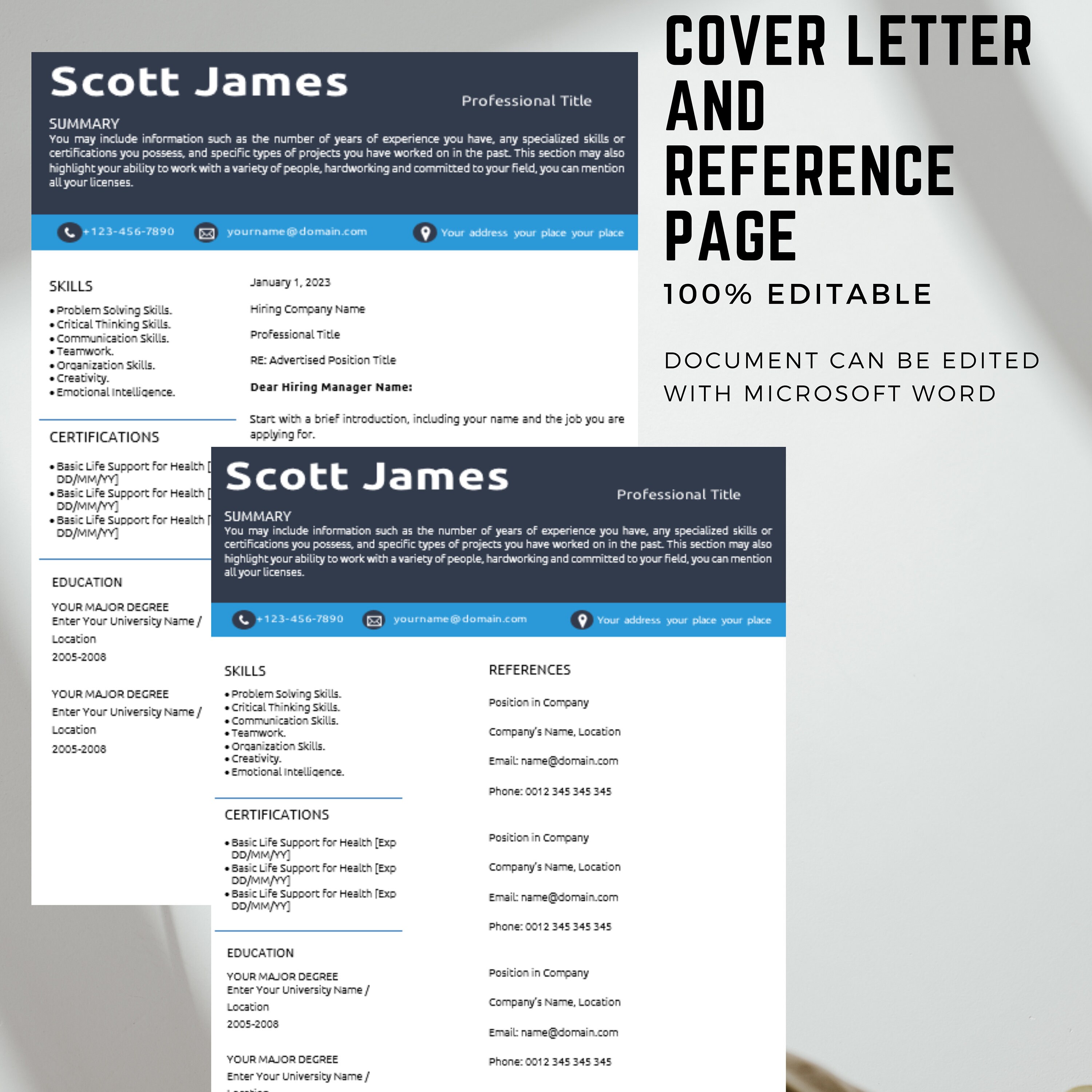 Minimalist CV Template Modern Template in Word Creative Resume Sample ...
