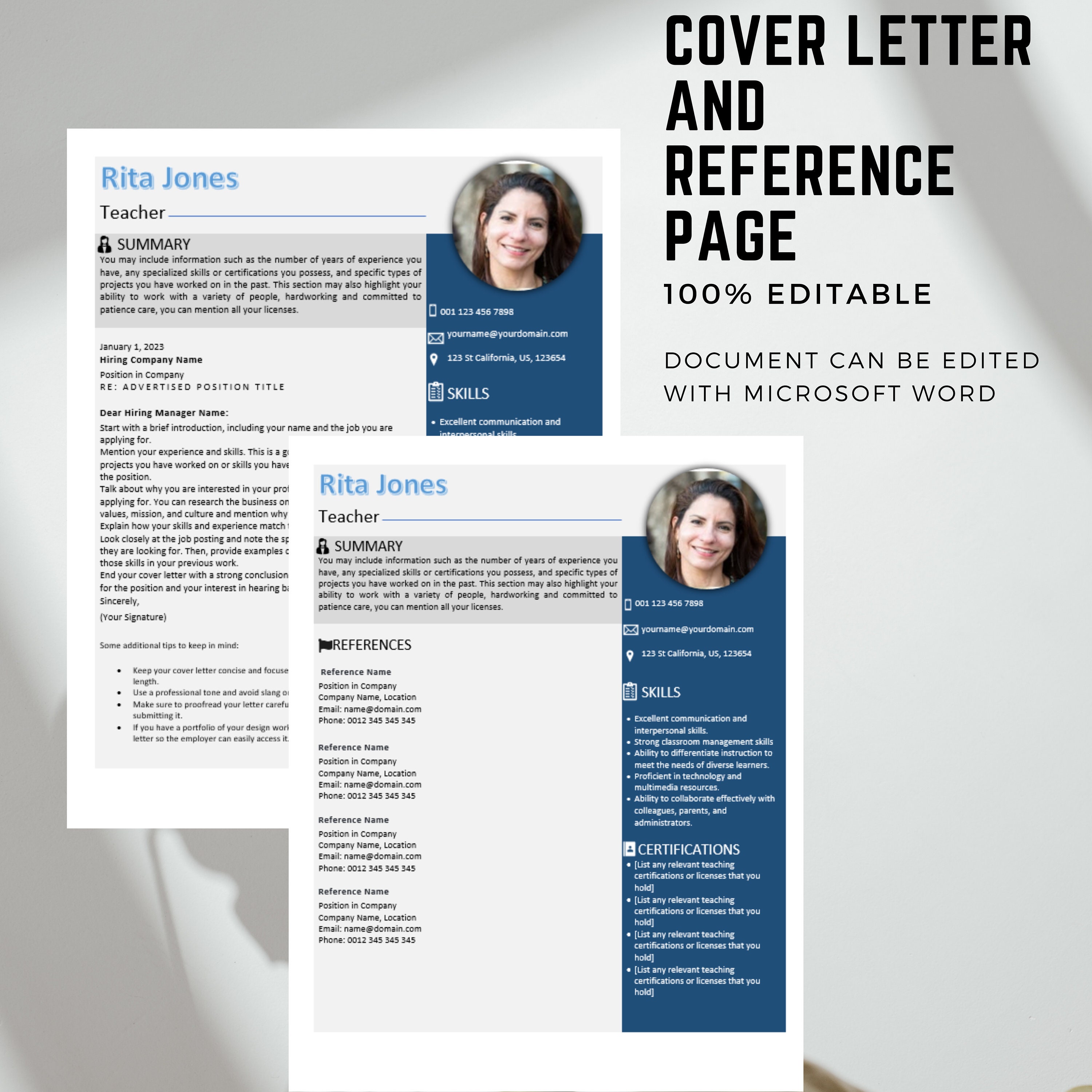 Teachers Resume Template Modern Template in Word Creative Resume Sample ...