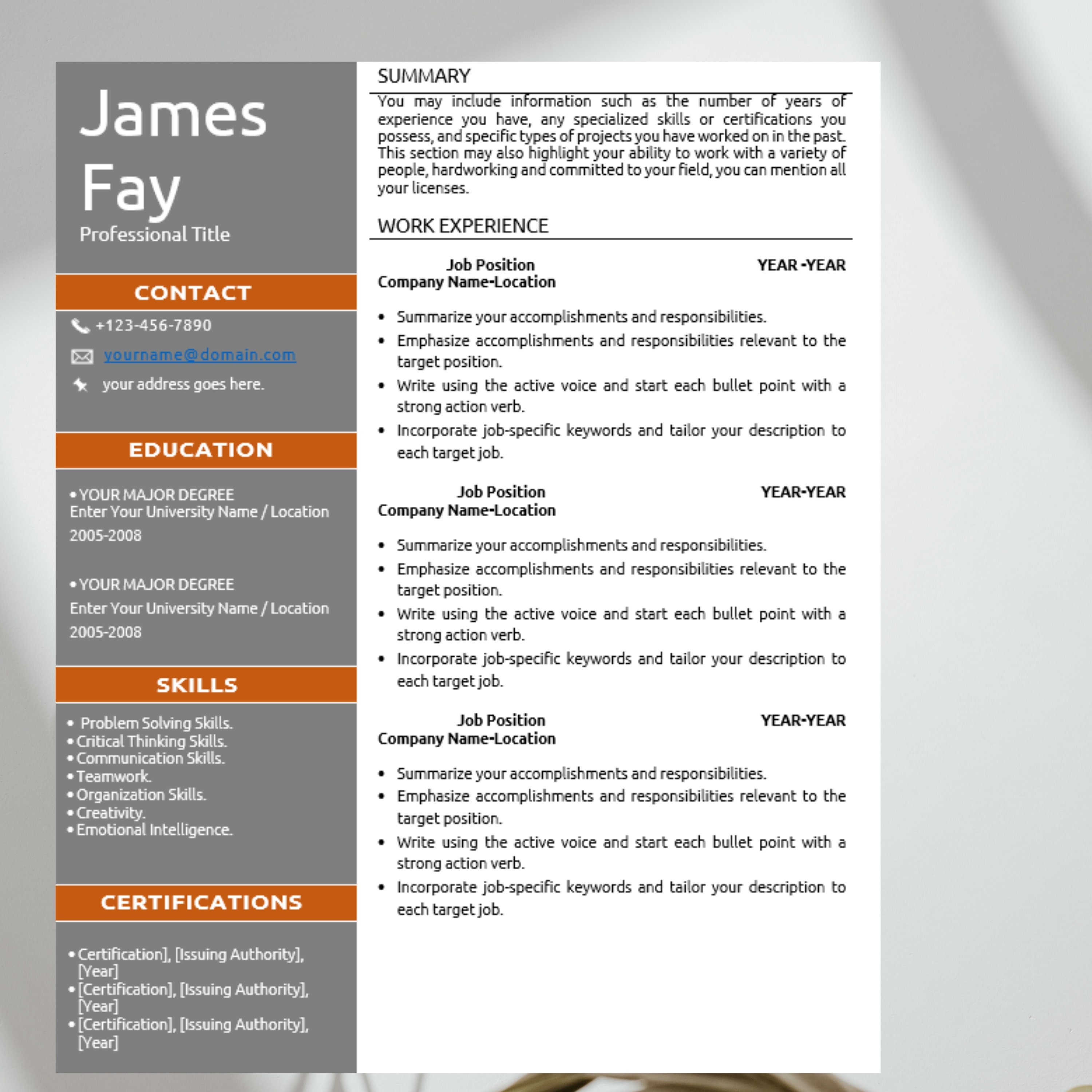 Minimalist CV Template Modern Template in Word Creative Resume Sample ...
