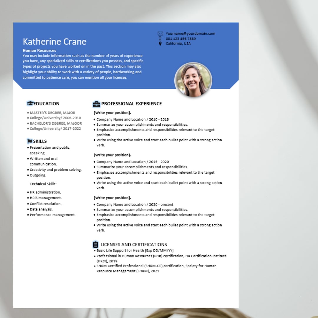 Human Resources Resume Template Modern Template in Word Creative HR ...