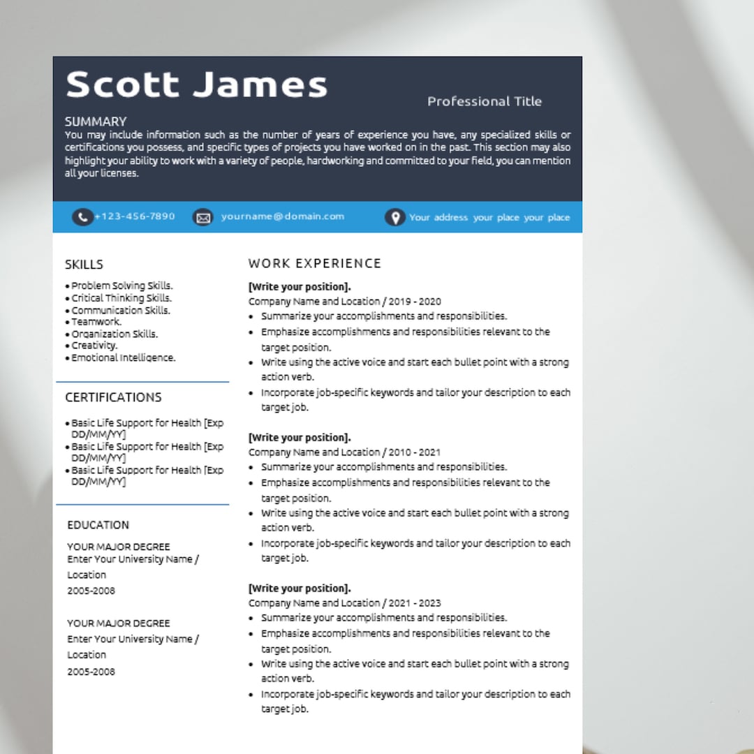 Minimalist CV Template Modern Template in Word Creative Resume Sample ...