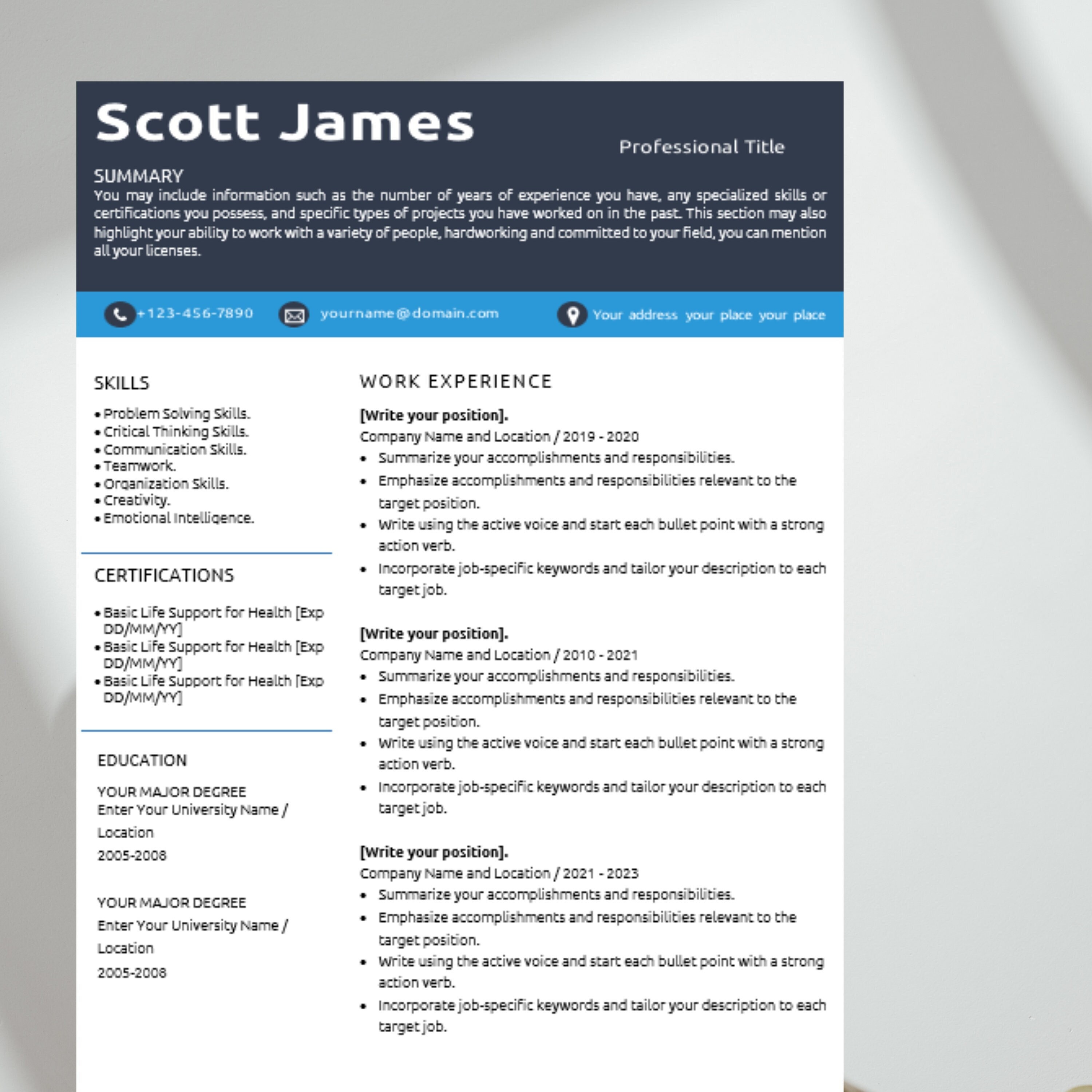 Minimalist CV Template Modern Template in Word Creative Resume Sample ...