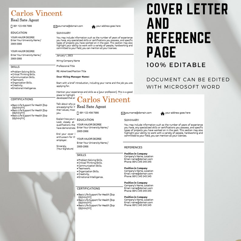 Real Estate Agent CV Template Modern Template in Word Realtor Resume ...