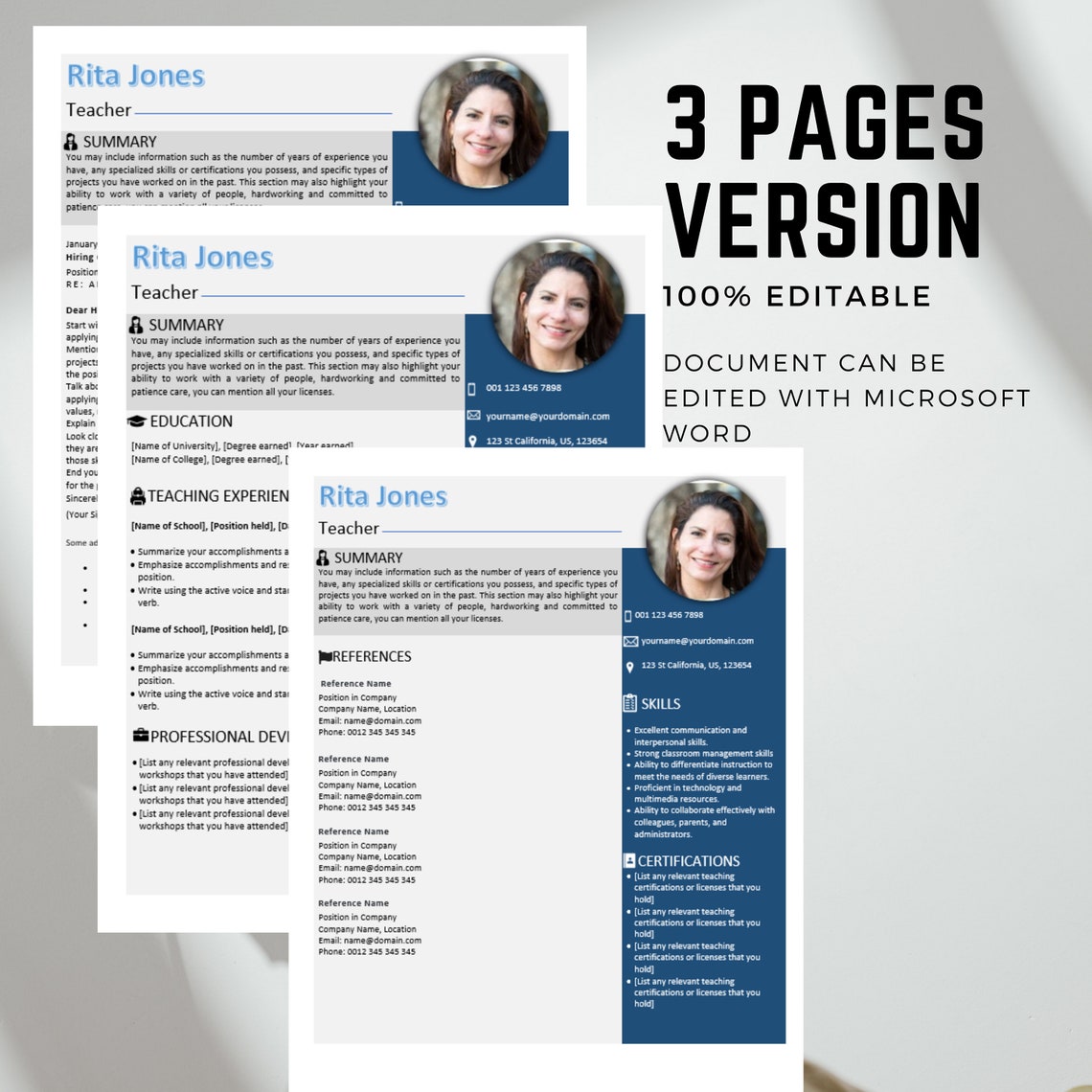 Teachers Resume Template Modern Template in Word Creative Resume Sample ...