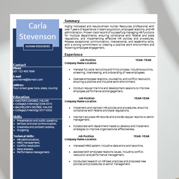 Human Resources Resume Template