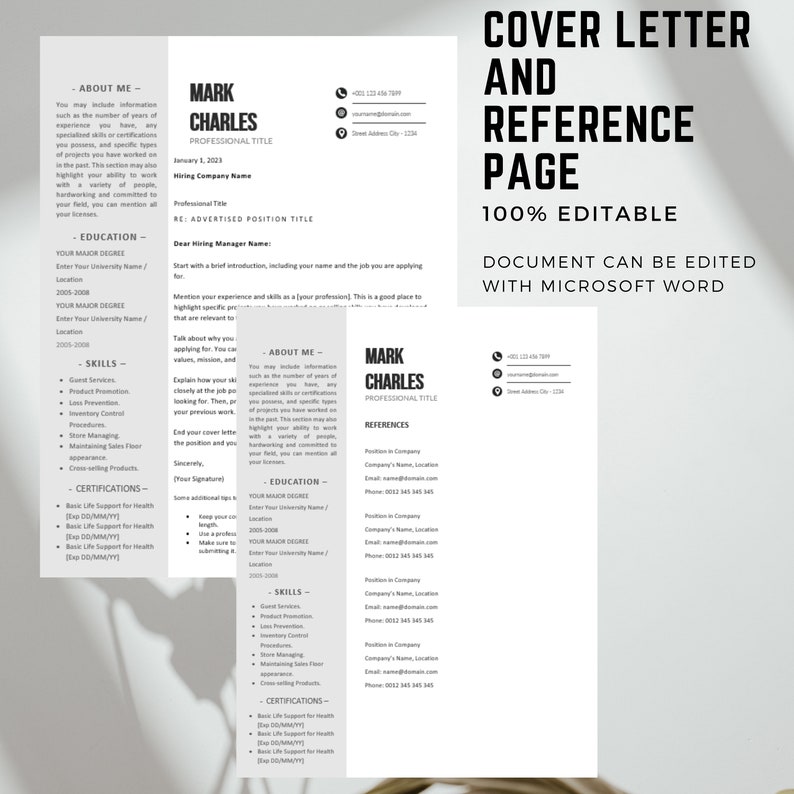 Minimalist CV Template Modern Template in Word Creative Resume Sample ...