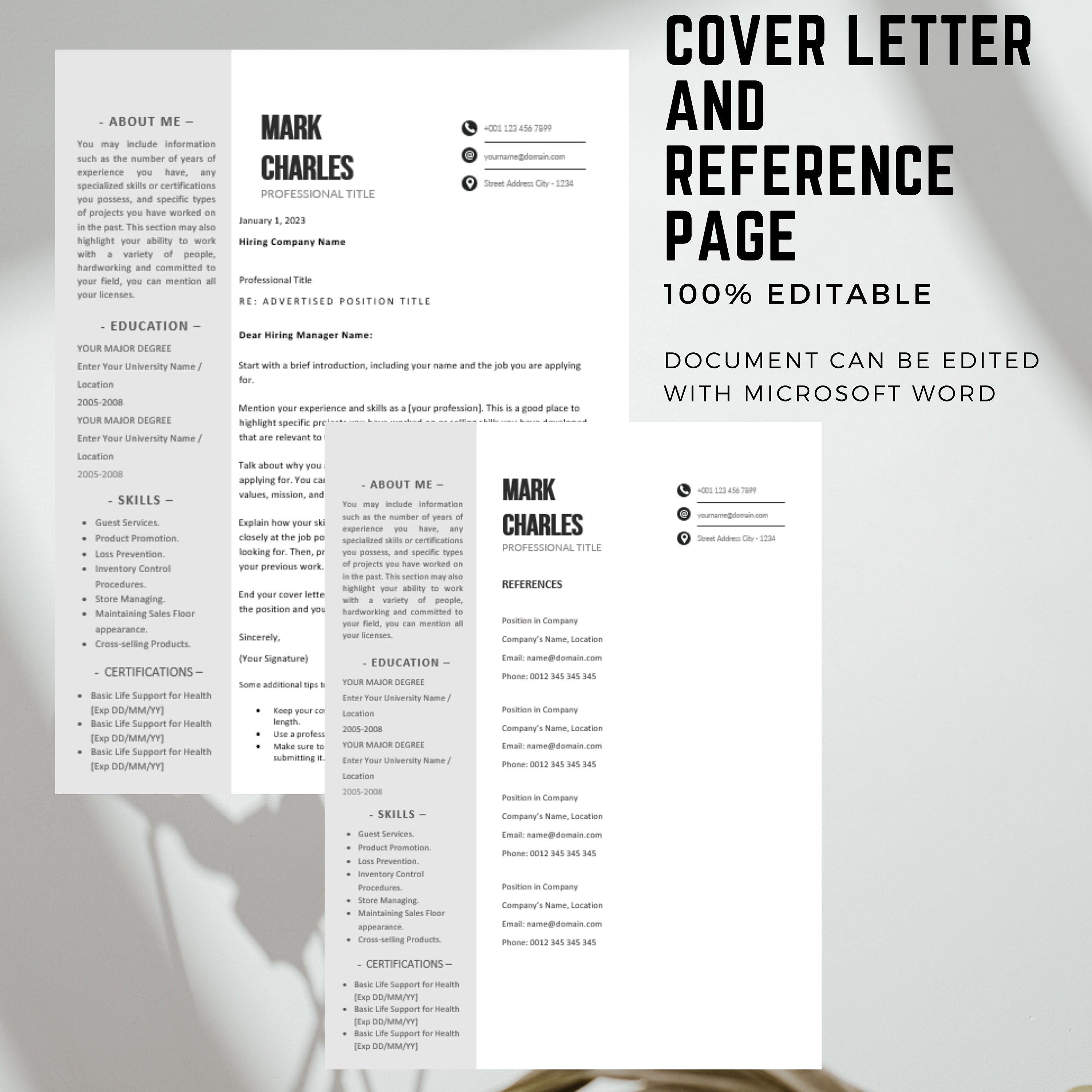 Minimalist CV Template Modern Template in Word Creative Resume Sample ...