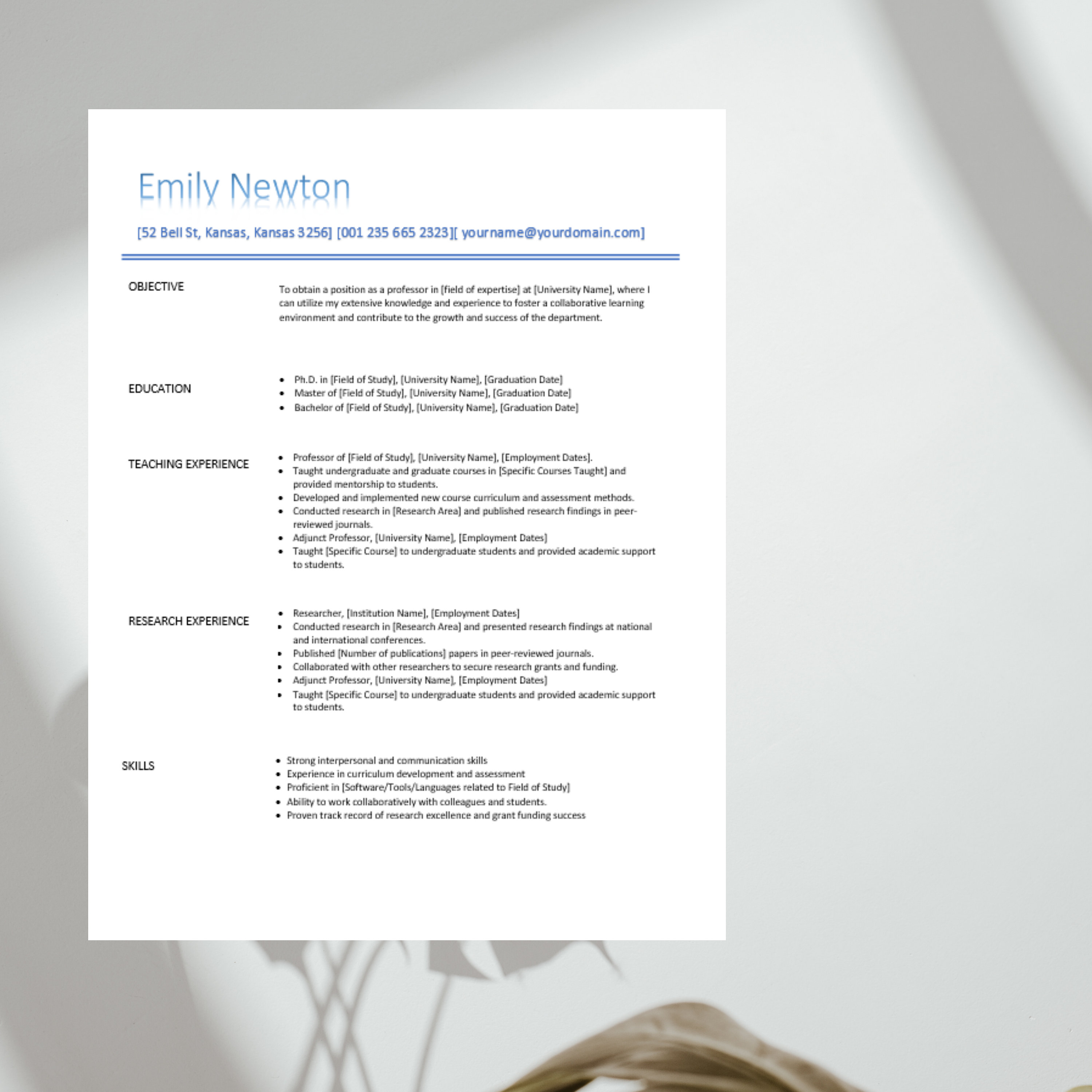 Professor Resume Template Modern Template in Word Creative Resume ...