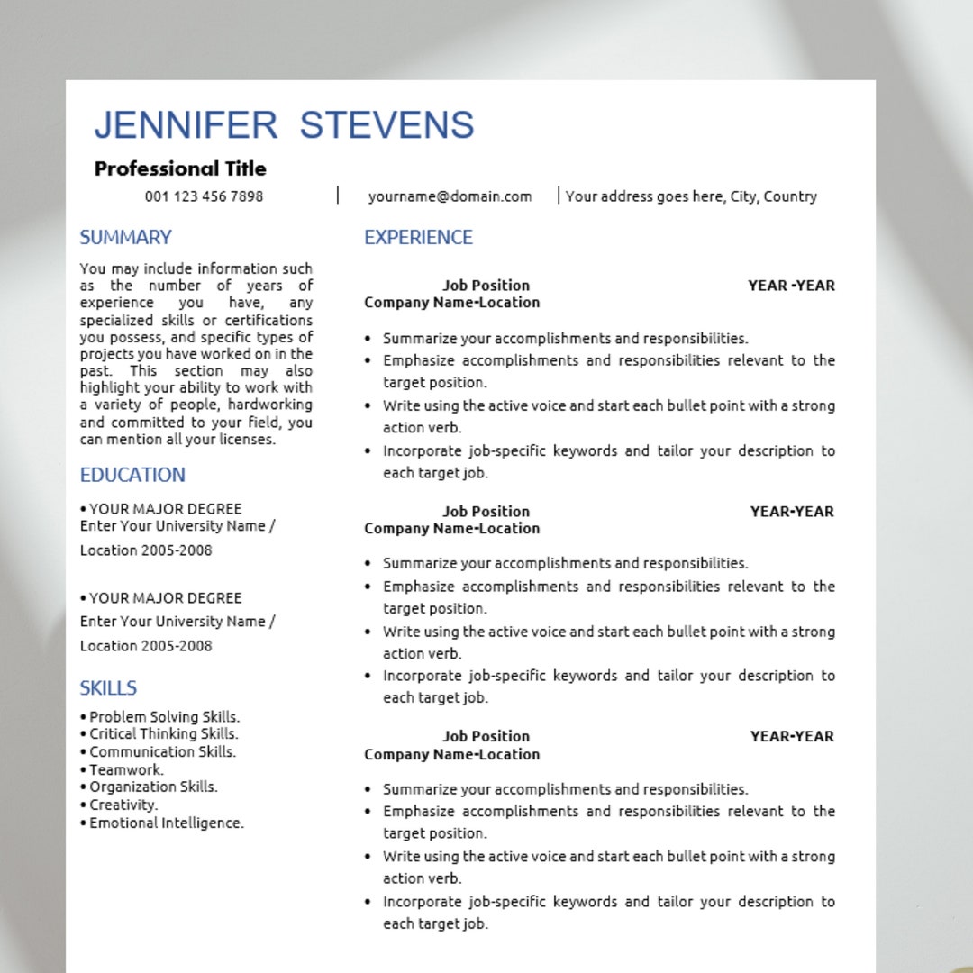Professional CV Template in Word Creative Resume Sample,modern CV ...