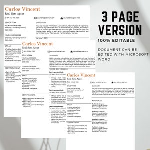 Real Estate Agent CV Template Modern Template in Word Realtor Resume ...