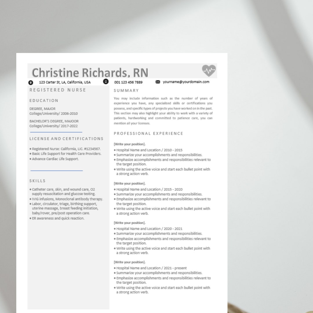 Registered Nurse CV Template Modern Template in Word Creative CV Sample ...